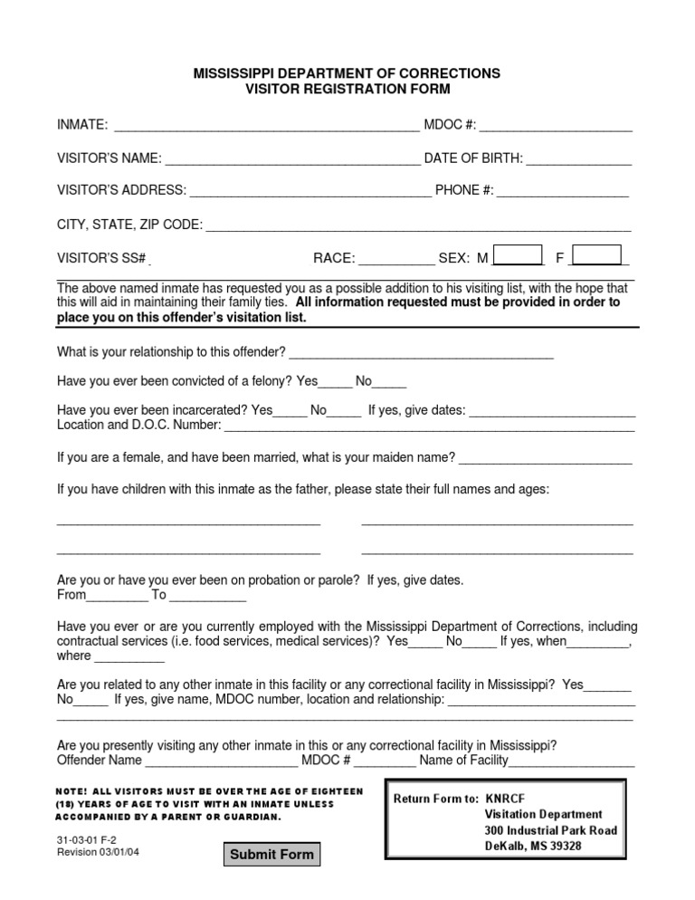 MDOC Visit Registration | PDF | Criminal Law | Violence