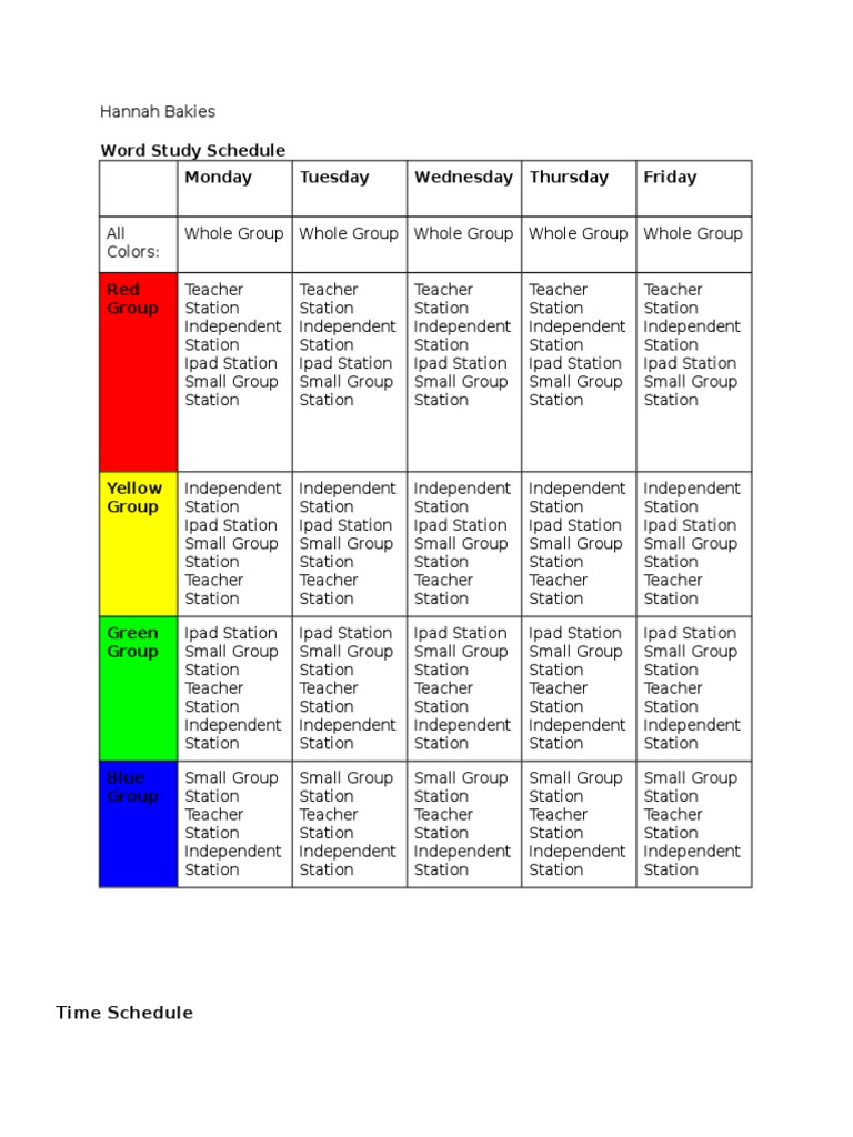 Word Study Schedule | PDF | Phonics | Linguistics