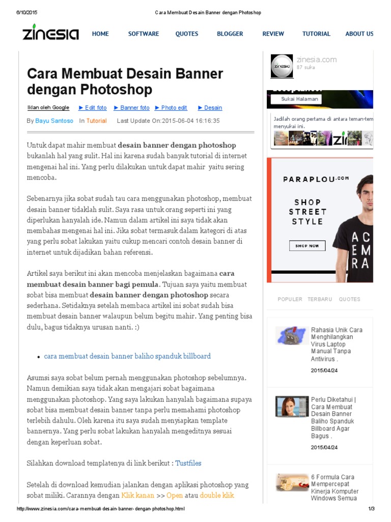 Cara Membuat Desain Banner Dengan Photoshop | PDF