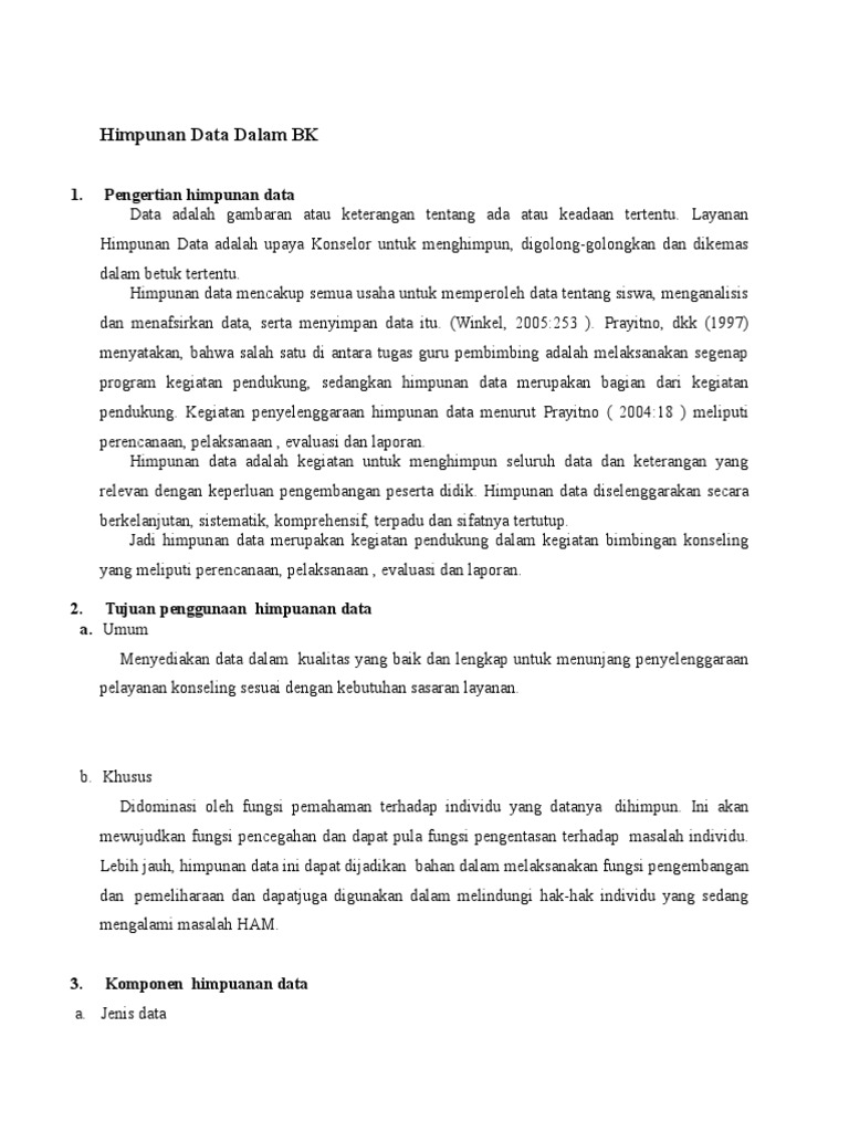 Himpunan Data dalam Bimbingan Konseling | PDF