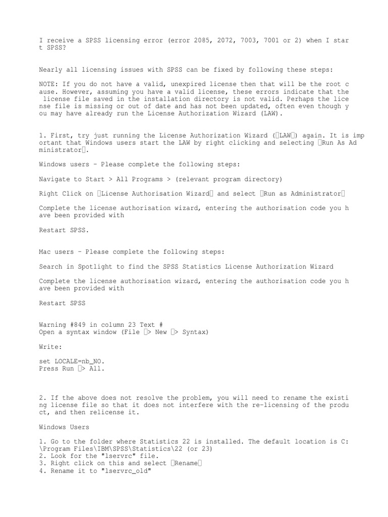 Cara Mengatasi Error Licence SPSS 22 | PDF | Spss | Computing Platforms