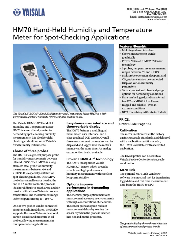HM70 Hand-Held Humidity and Temperature Meter For Spot-Checking ...