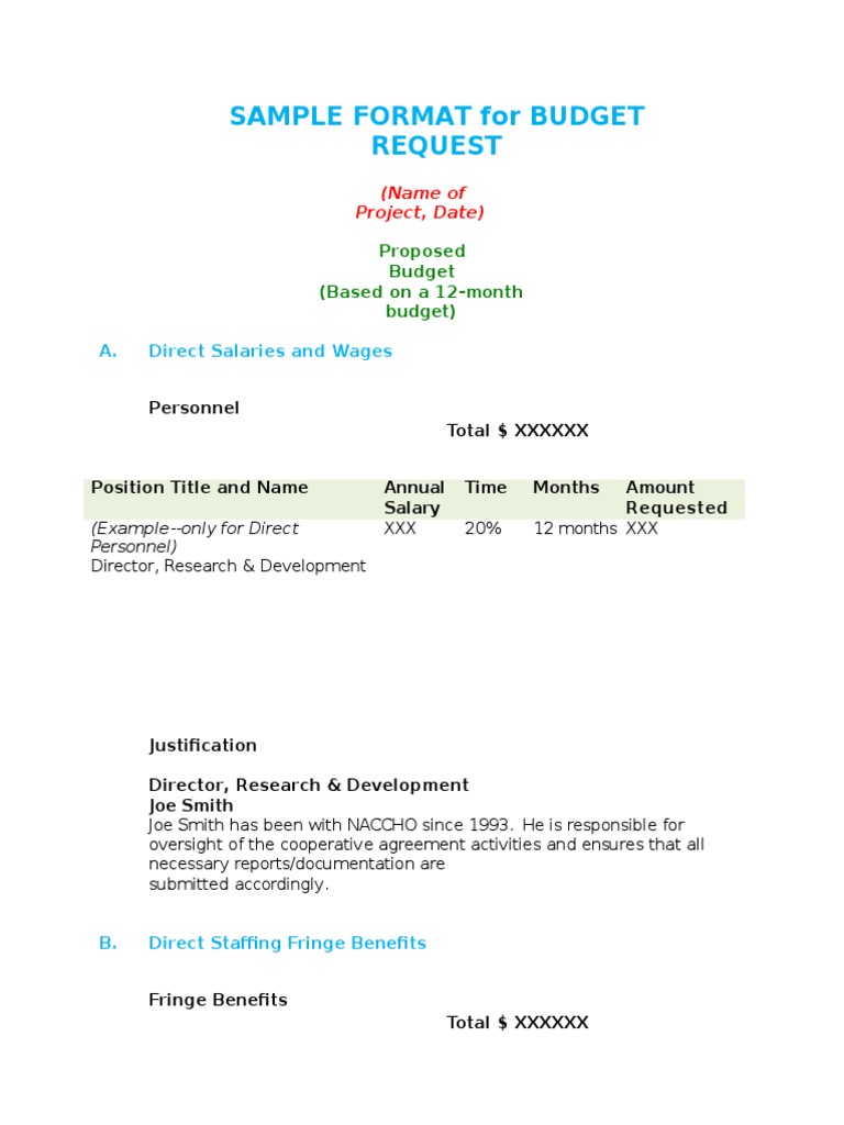 Sample Budget Proposal Format | PDF | Employee Benefits | Employment