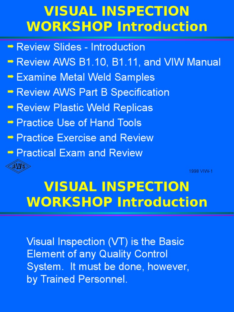 Aws Visual Inspection | PDF | Metalworking | Mechanical Engineering
