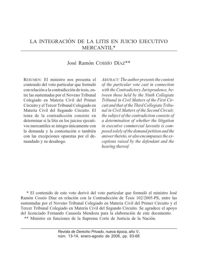 La Integracion De La Litis En Juicio Ejecutivo Mercantil Pdf