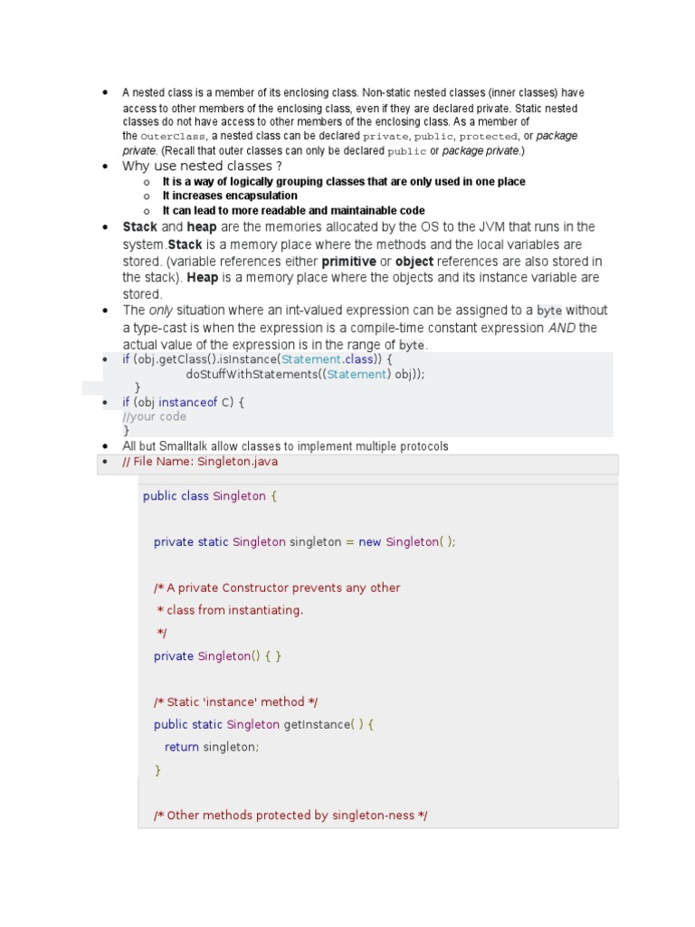 Imp Points For OOP Java | Download Free PDF | Class (Computer ...