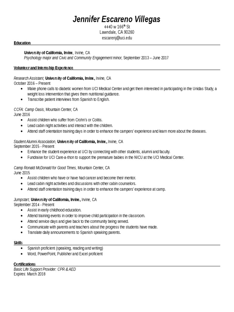 Jennifer Resume | PDF