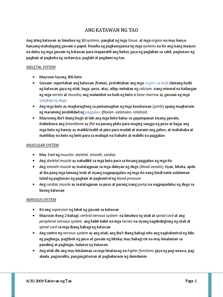 Ang Katawan NG Tao | PDF