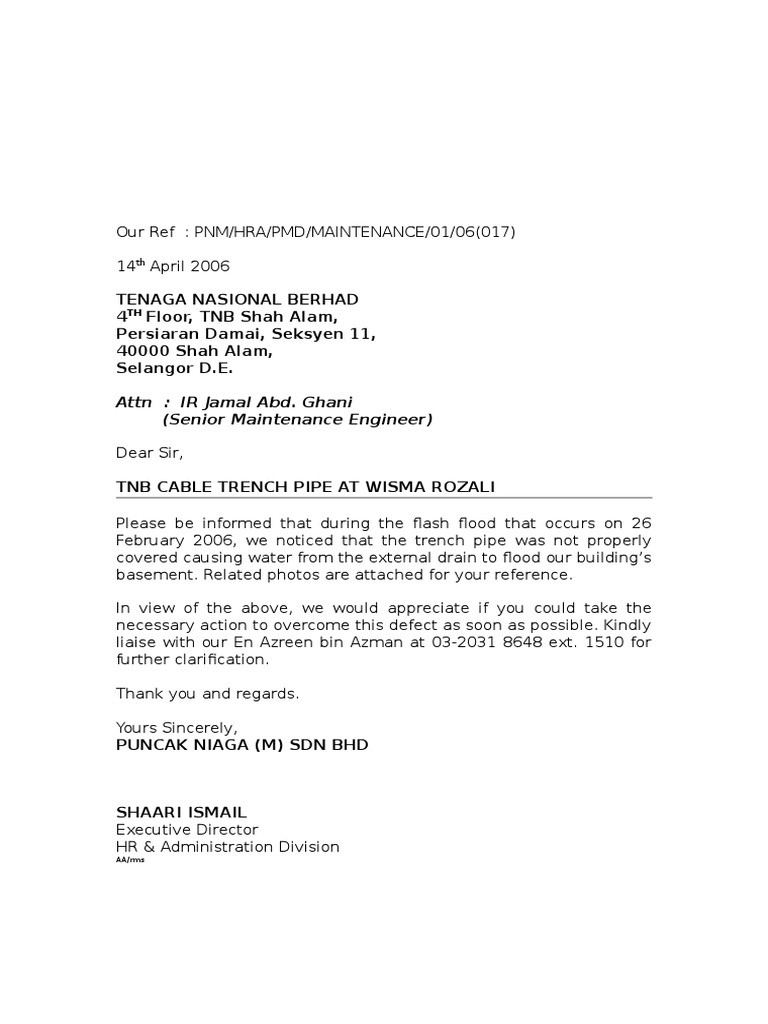 TNB Cable Trench Issue at Wisma Rozali | PDF