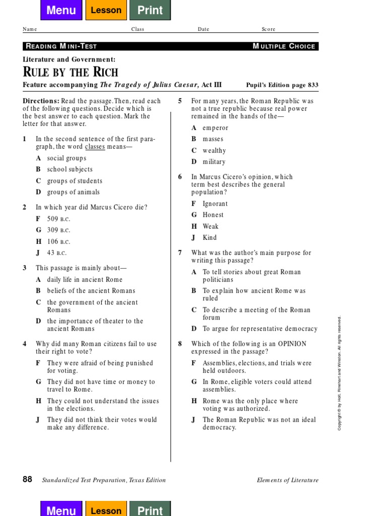 Julius Caesar Act III Questions | PDF | Roman Republic | Mark Antony