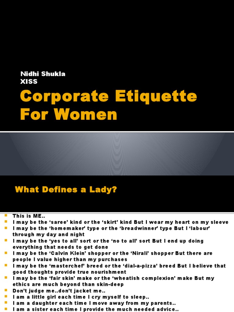 Corporate Etiquette for Women | Etiquette | Conversation