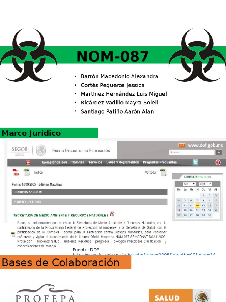 Norma Oficial Mexicana NOM-087-SEMARNAT-SSA1-2002. Especificaciones ...