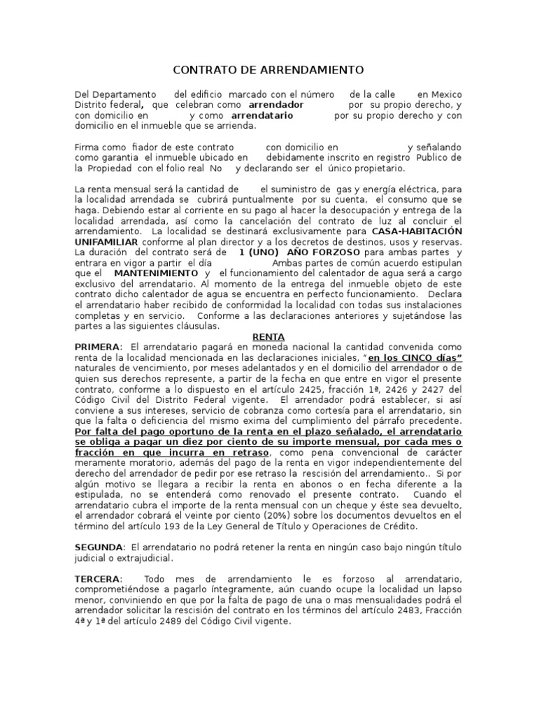 Contrato Renta | PDF | Alquiler | Pagos