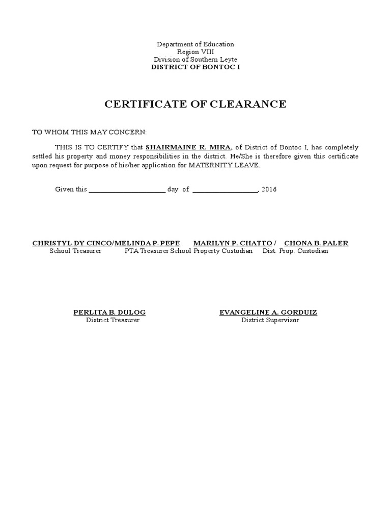 Certificate of Clearance | PDF