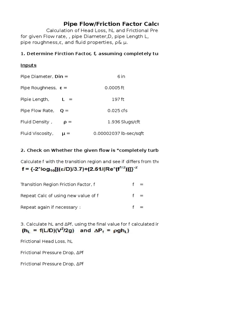 Pipe Flow Calculations | PDF