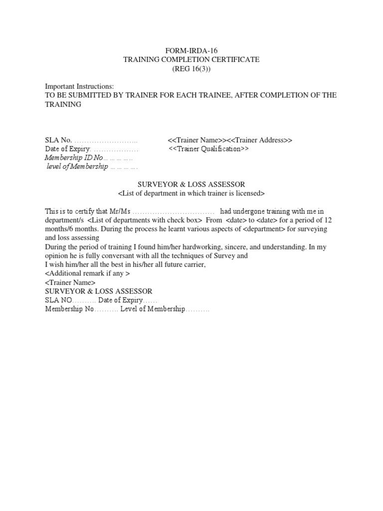 1372478409irda-Training Completion Certificate | PDF