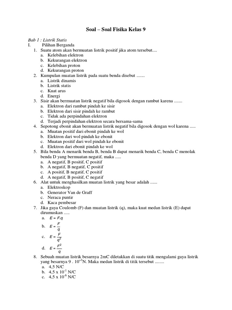Soal Fisika Kelas 9 | PDF