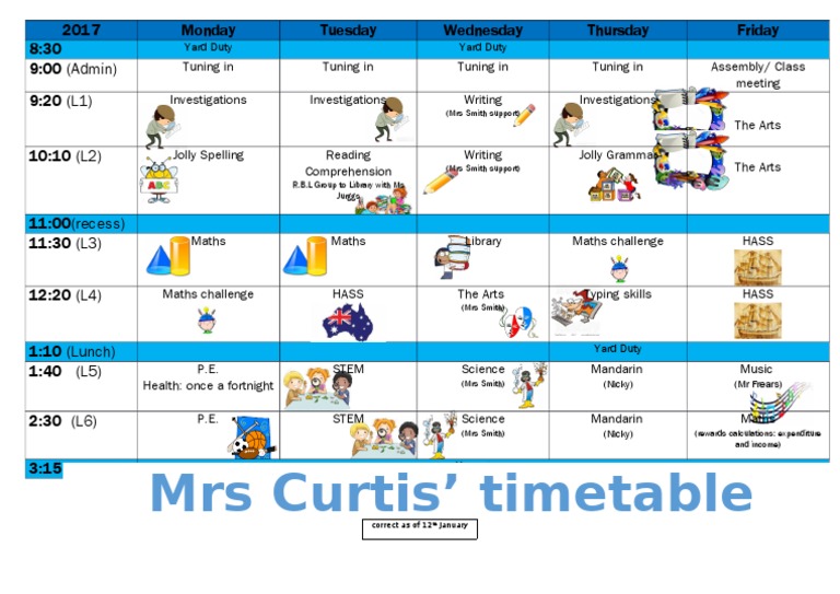 2017 Timetable | PDF | Language Arts & Discipline