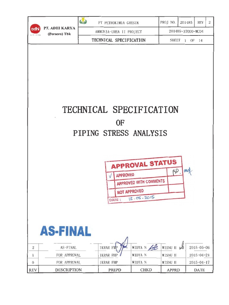 201485-37000-MC04 - PI Spec Piping Stress Analysis | PDF