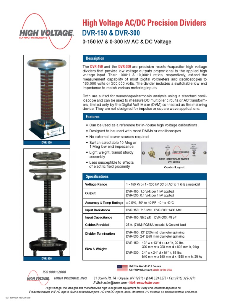 HV Divider Dvr150 - Brochure | PDF | Voltage | Electrical Impedance