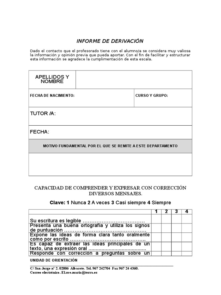 Informe de Derivación | PDF