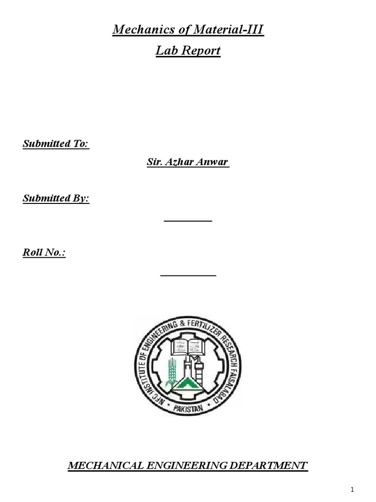 Lab-Report Mechanics of Material III | PDF | Stress (Mechanics ...