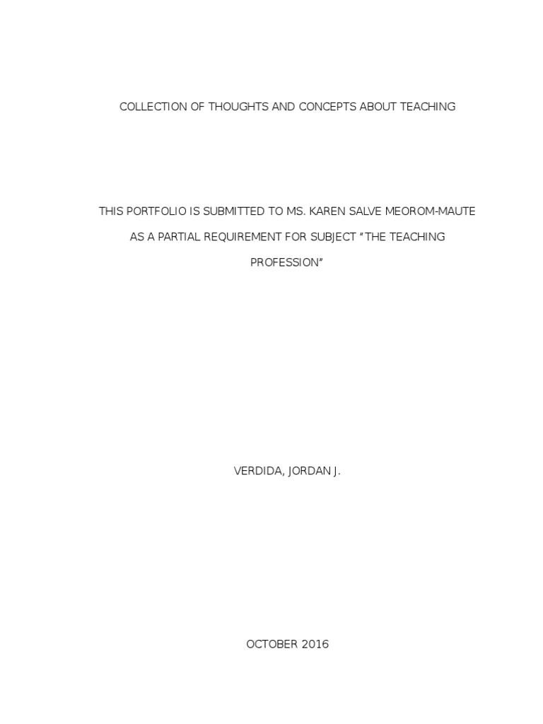 My Portfolio | PDF | Philosophy Of Education | Teachers
