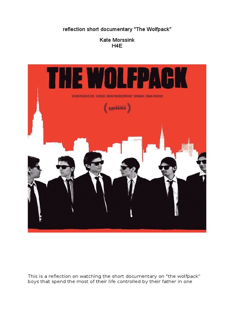 Reflection Short Documentary The Wolfpack | PDF | Wellness | Mystery, Thriller & Crime Fiction