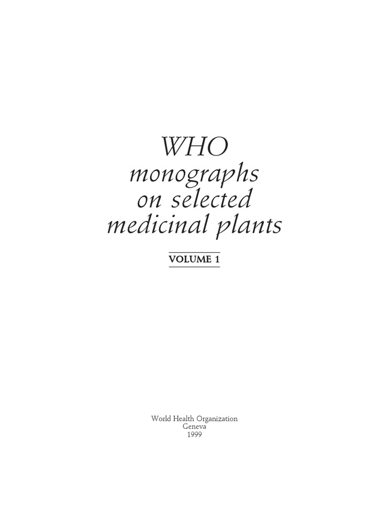 WHO Monographs On Selected Medicinal Plants PDF | PDF