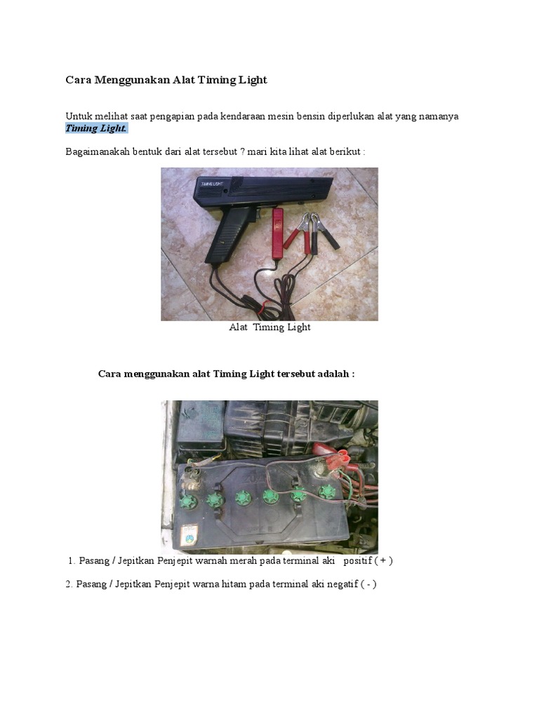 Cara Menggunakan Alat Timing Light | PDF