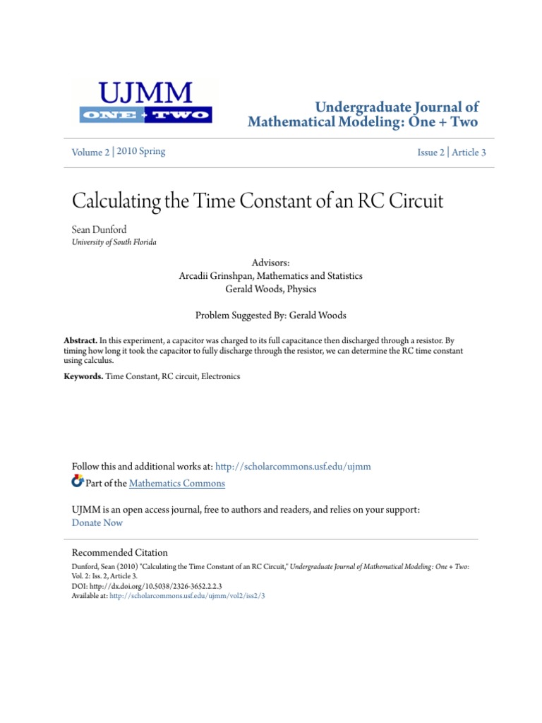 RC Circuit Time Constant Calculation | PDF | Capacitor | Electronics