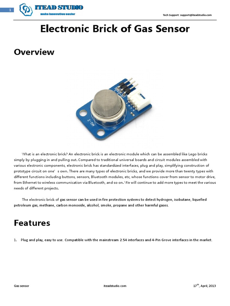 MQ 2 Gas Sensor Brick Datasheet | PDF | Electrical Connector | Sensor