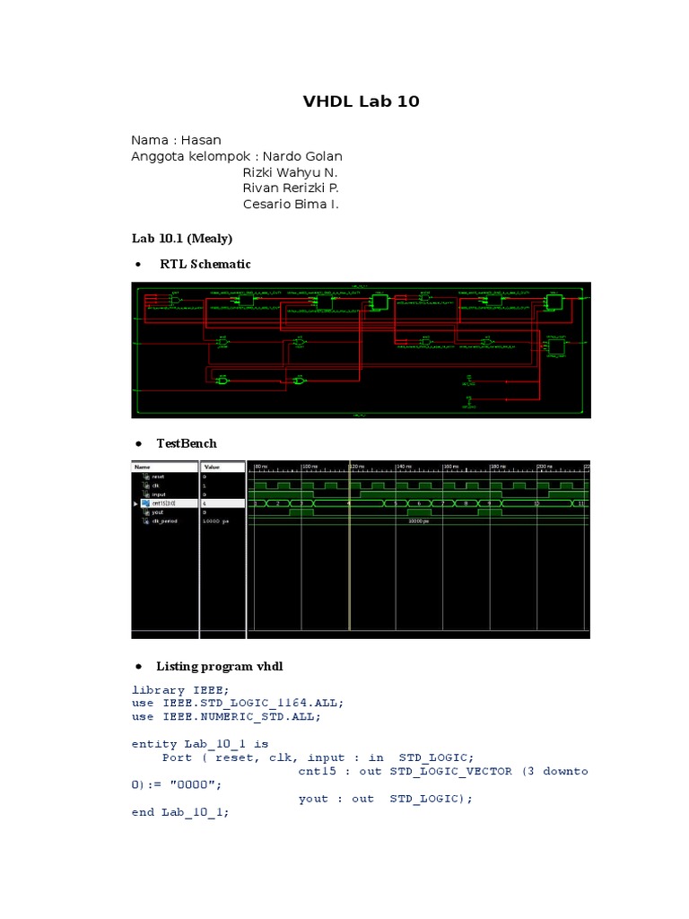 VHDL Lab 10: Mealy, Moore, ROM | PDF | Vhdl | Areas Of Computer Science