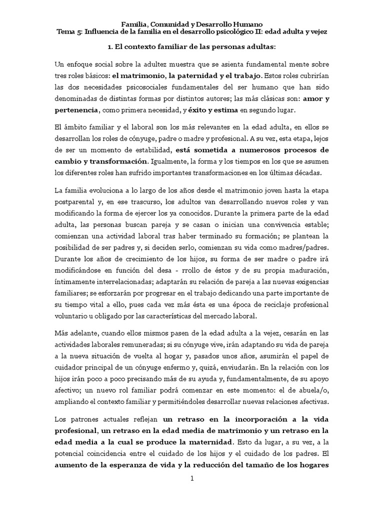 Influencia de La Familia en El Desarrollo Psicológico II: Edad Adulta y Vejez | PDF | Adultos ...