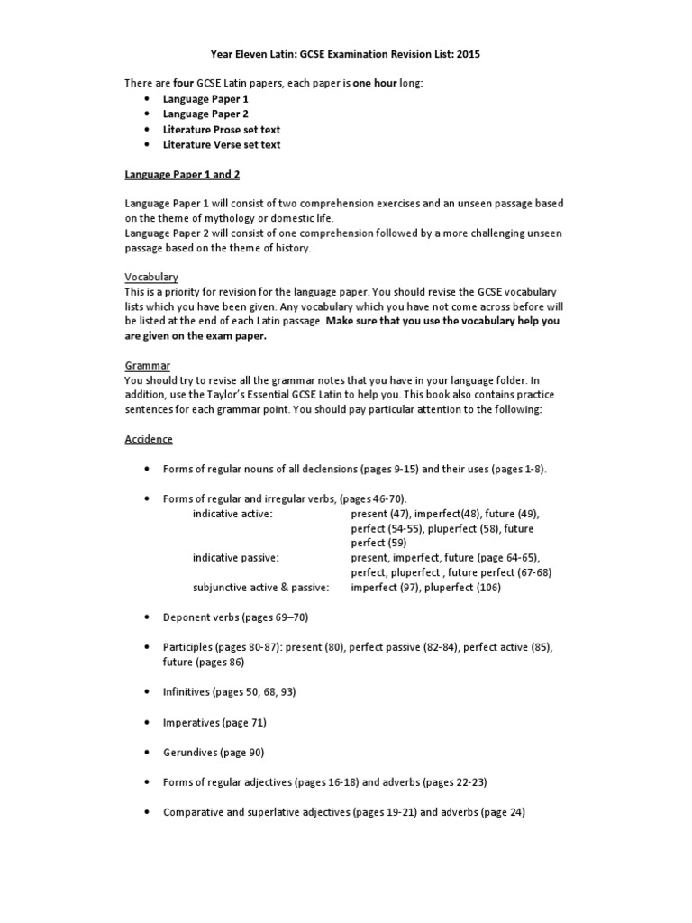 Tips for GCSE Latin | Perfect (Grammar) | Grammar