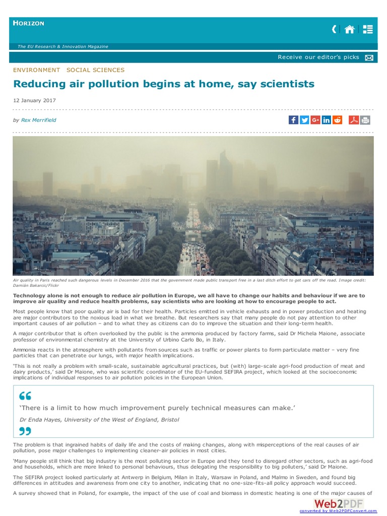 Reducing Air Pollution Begins at Home, Say The Scientist - Horizon ...