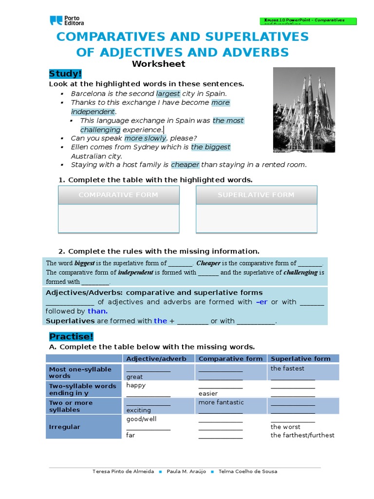 English Comparatives Superlatives Adjetives Adverbs | PDF | Adverb ...