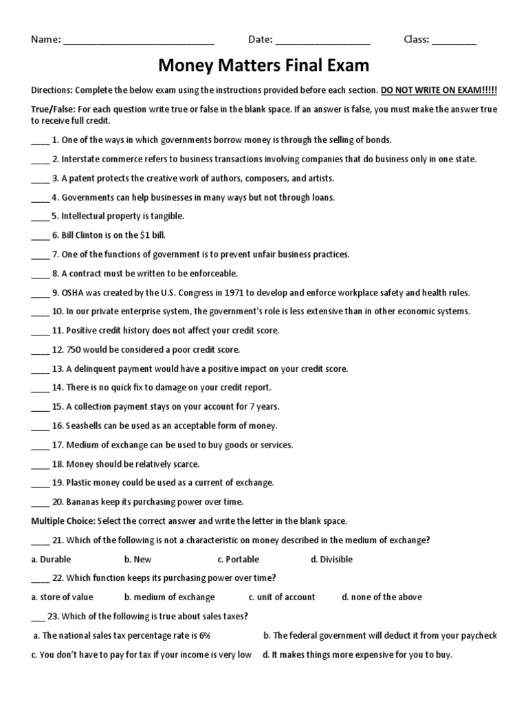 Money Matters Final | PDF | Credit History | Credit (Finance)