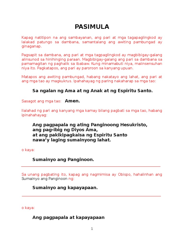 (1) Ang Misa Ng Sambayanan