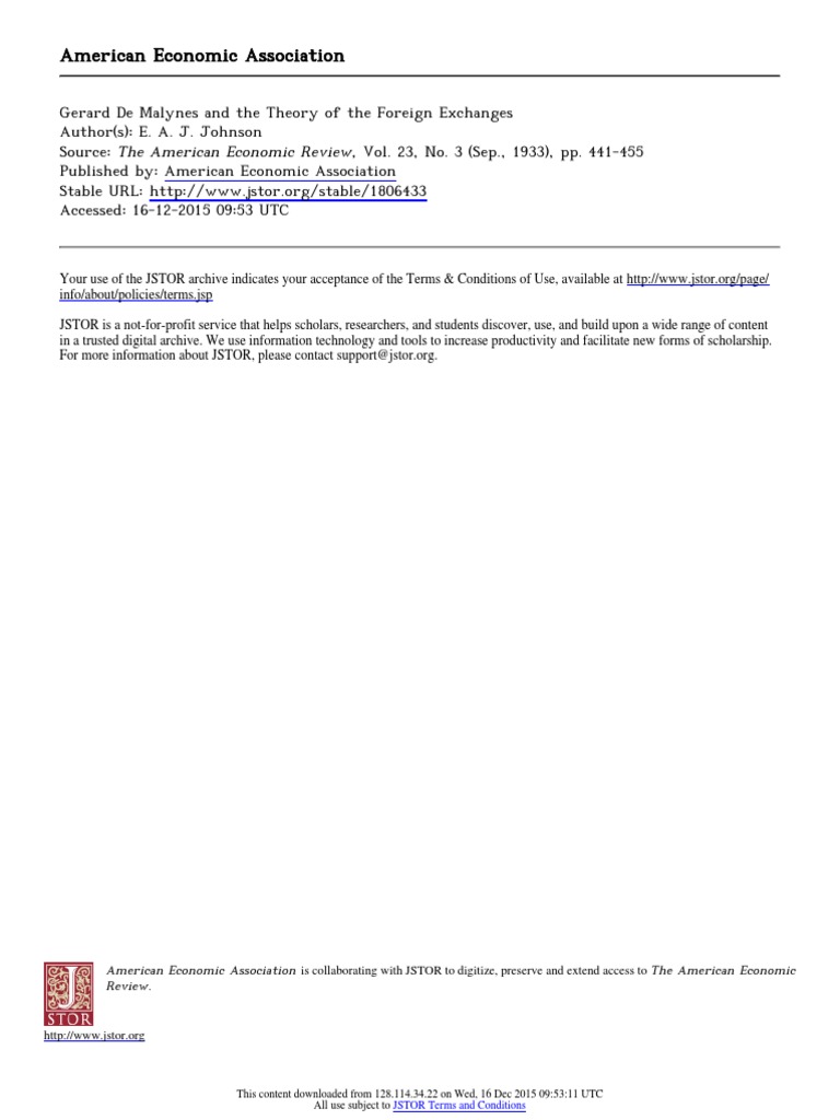 Gerard de Malynes and The Theory of The Foreign Exchanges | PDF | Usury ...