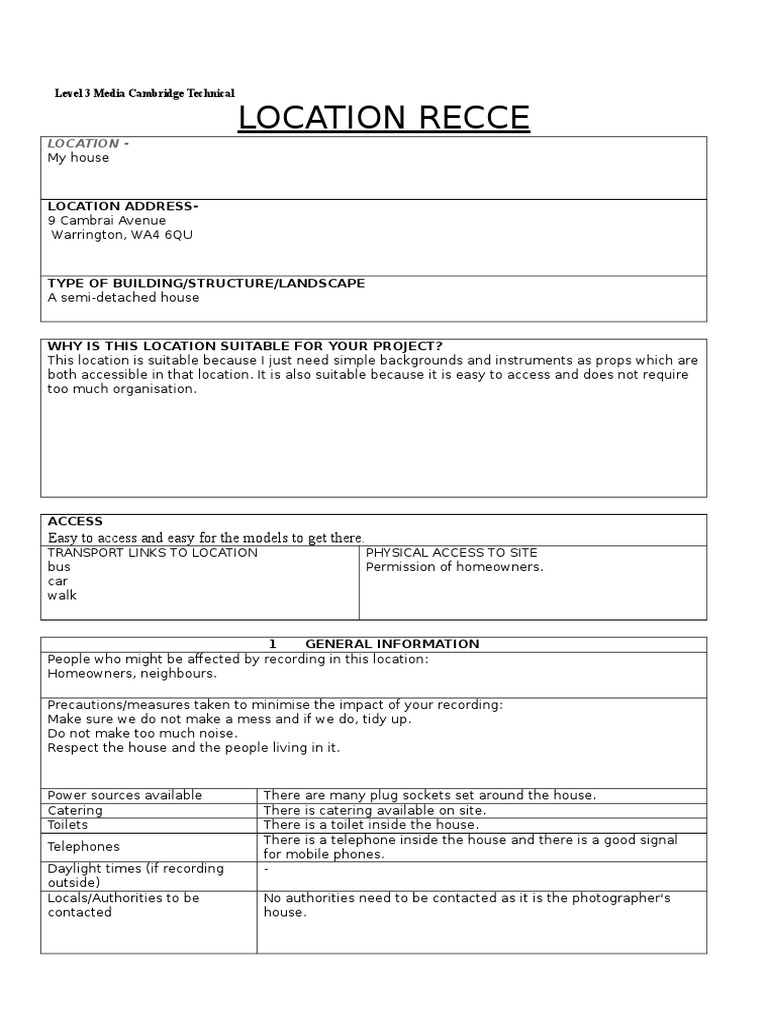 Location Recce | PDF