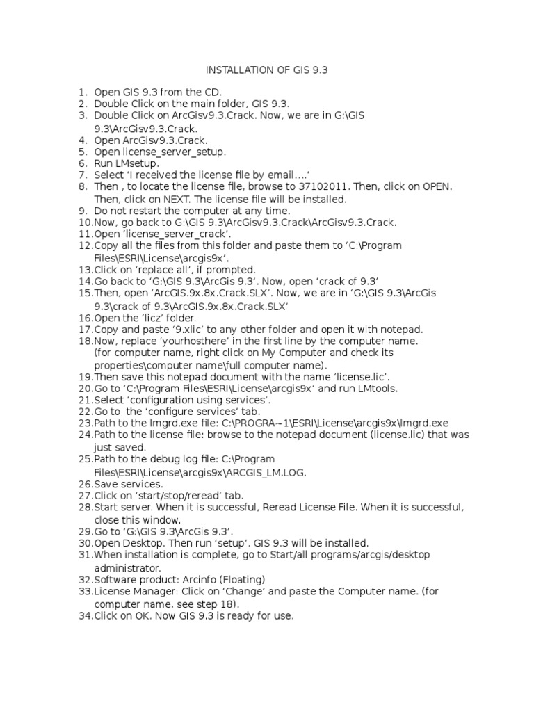 Installation of Gis 9.3 | PDF | Computers