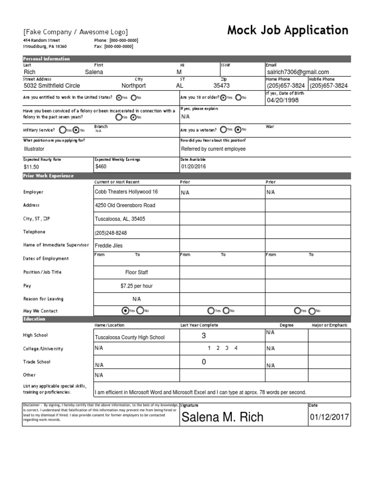Job-Application-Form 1 | PDF