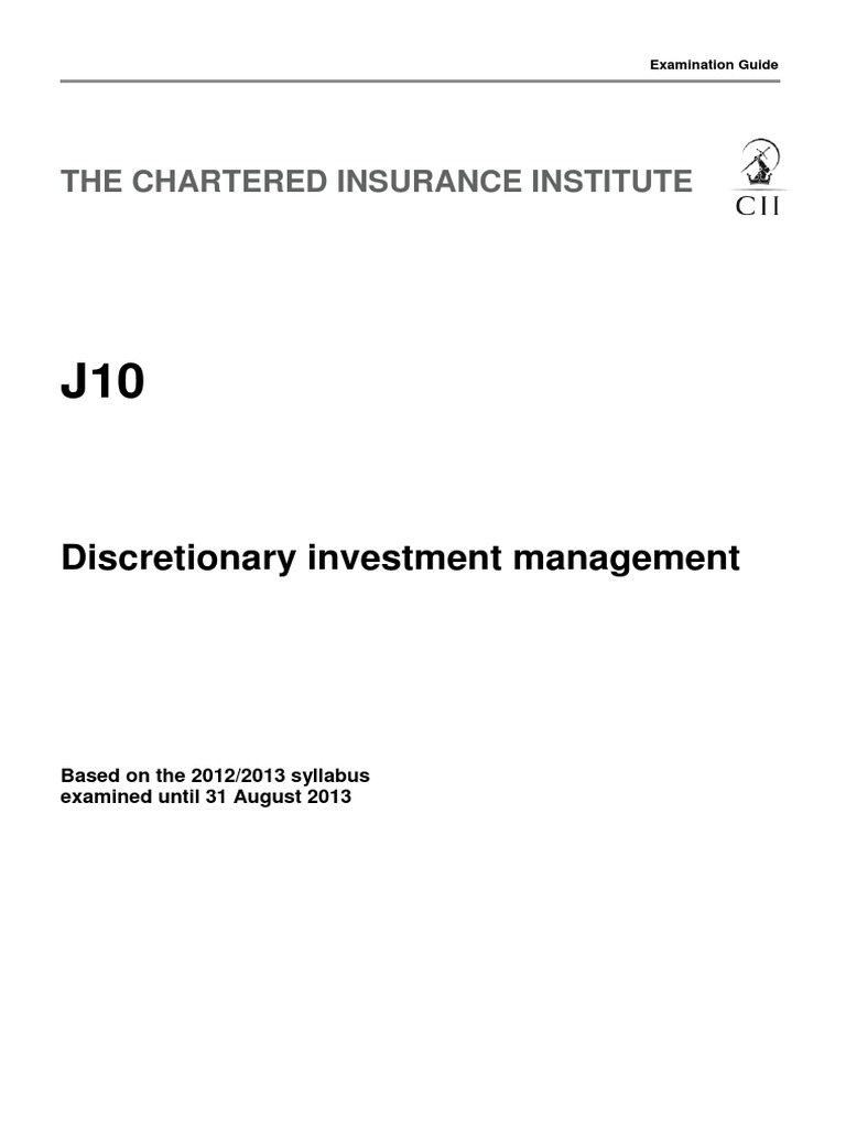 j10 Examination Guide For Exams From 1 September 2012 Up To 31 August ...