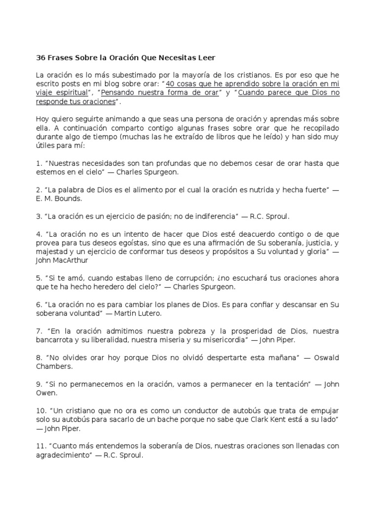 36 Frases Sobre La Oración Que Necesitas Leer | PDF | Oración | Fe
