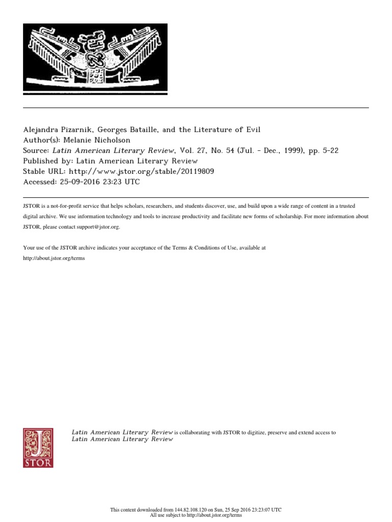 Alejandra Pizarnik, Georges Bataille, and The Literature of Evil | PDF ...