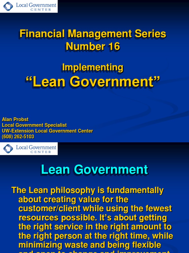 FM16 - Lean Government | PDF | Lean Manufacturing | Six Sigma