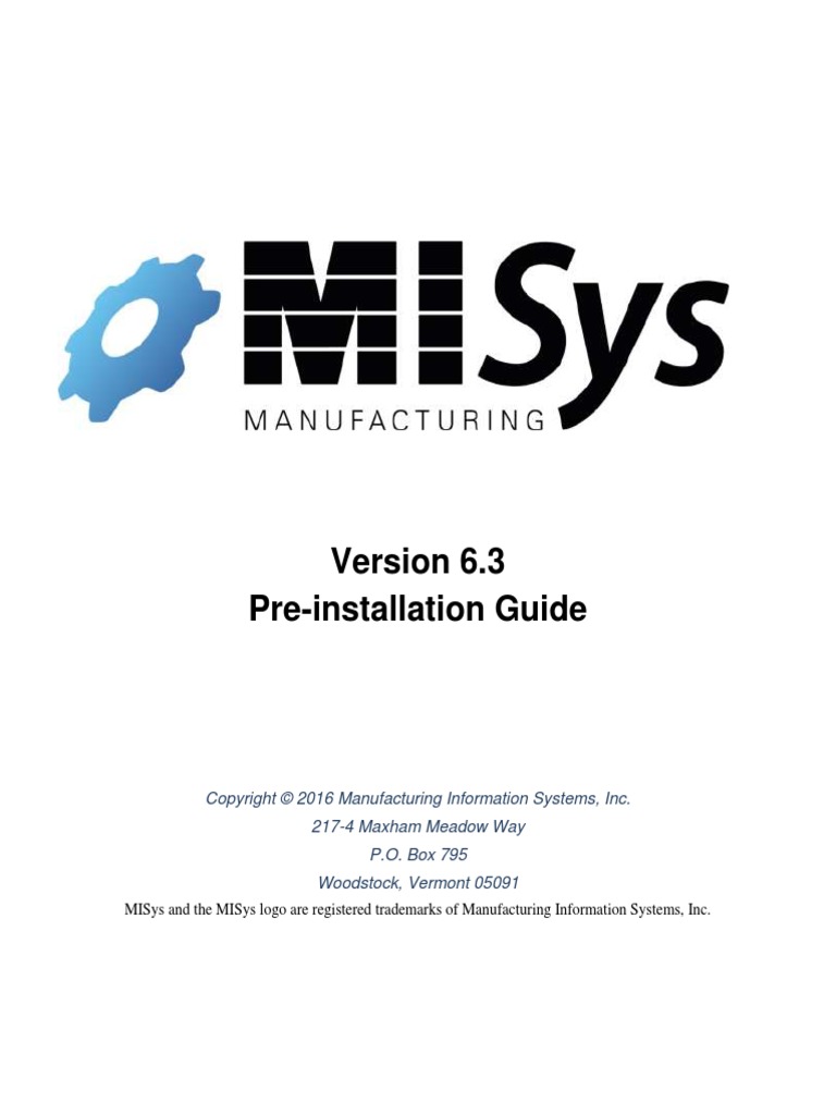 MISys Manufacturing Pre-installation Guide | PDF | Microsoft Sql Server ...