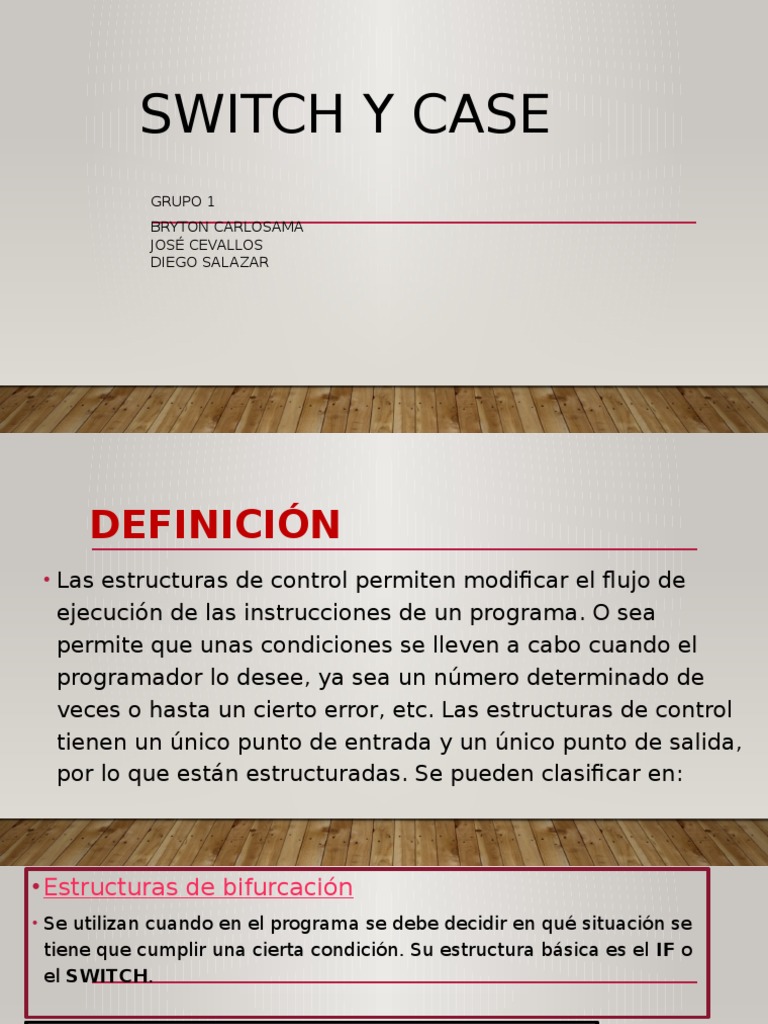Estructura de Control Switch y Case | PDF | Flujo de control | Desarrollo de software