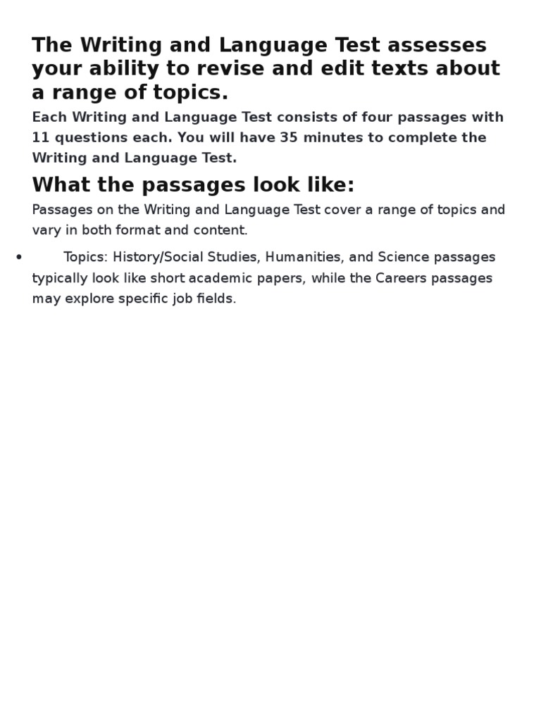 SAT Writing and Language Test Guide | PDF | Question | English Language